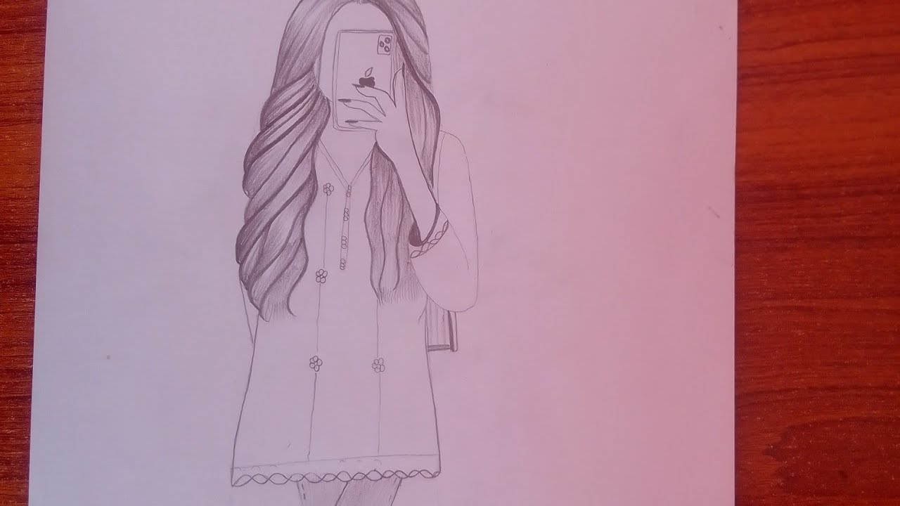 How to draw a girl taking selfie| Step by step drawing |Easy Drawing ...