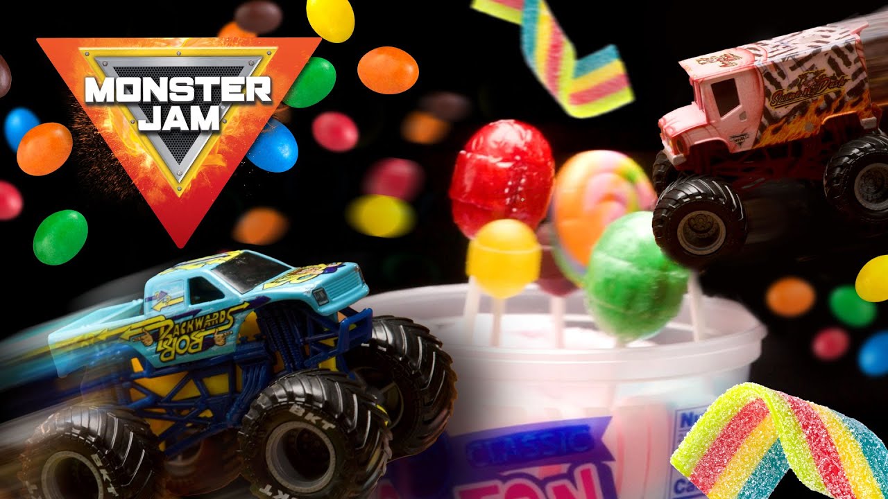 Monster Trucks Jump Into Melted Chocolate! / Trucks vs Food! - YouTube