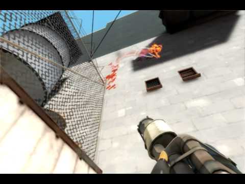 TF2 Pyro, Airblast stops bonk Scout w/Sentry Gun - YouTube