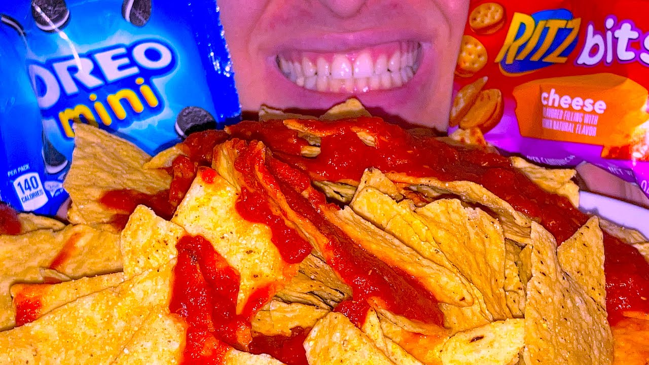🍪 crunchy salsa dip 🍺 asmr mukbang 먹방 - YouTube