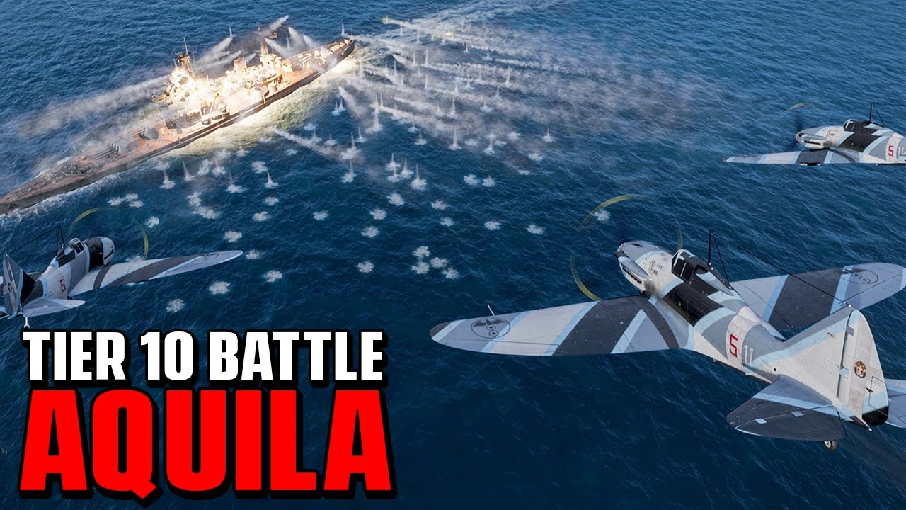 Aquila in tier 10 battle - World of Warships - YouTube