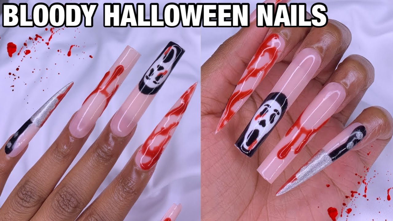 Scream Halloween Nails | Bloody Nails | Born Pretty Gel Polish | DIY ...
