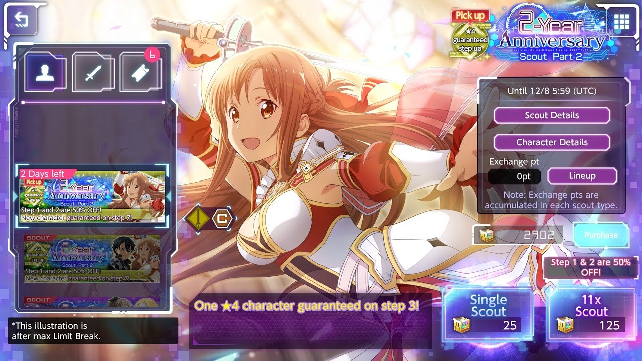 Sword Art Online Unleash blading Asuna rate up second anniversary scout ...