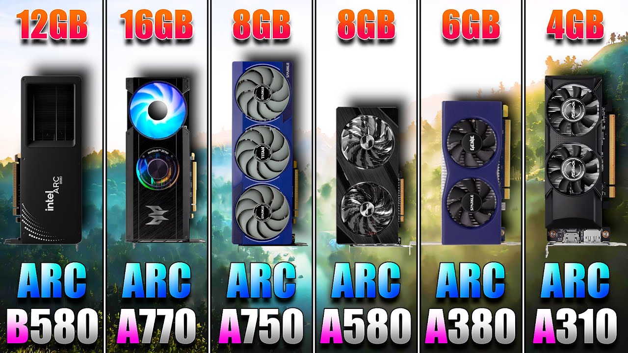 INTEL ARC B580 12GB vs ARC A770 16GB vs ARC A750 8GB vs ARC A580 8GB vs ...