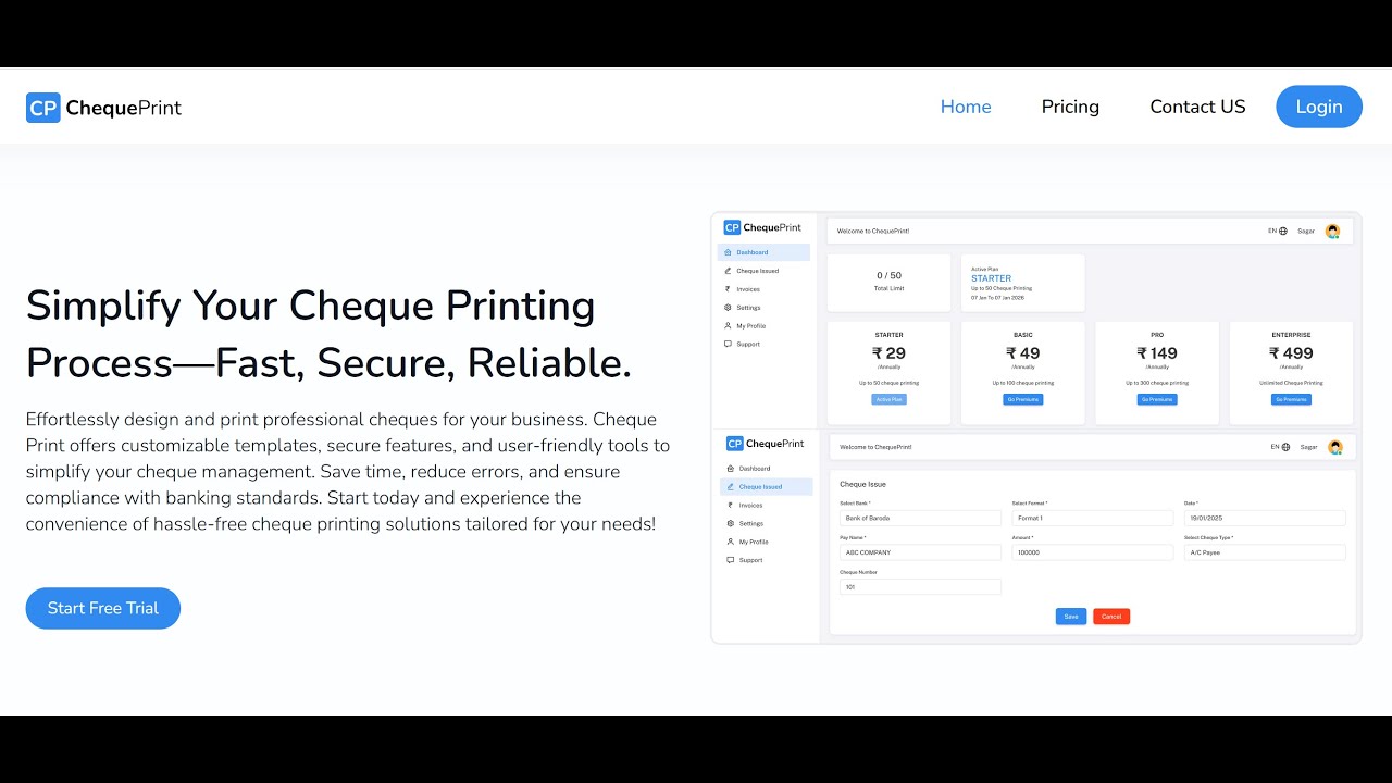 Cheque Printing Website Full Demo - YouTube