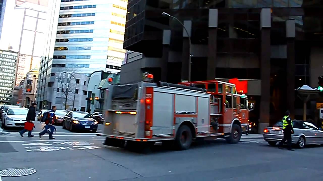 Montreal Fire Department Pump #203 Responding to a Call Downtown. - YouTube