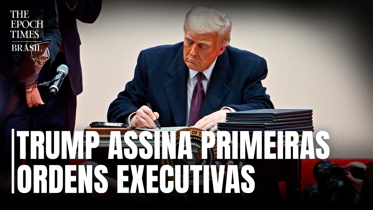 Donald Trump assina as primeiras Ordens Executivas de seu mandato - YouTube