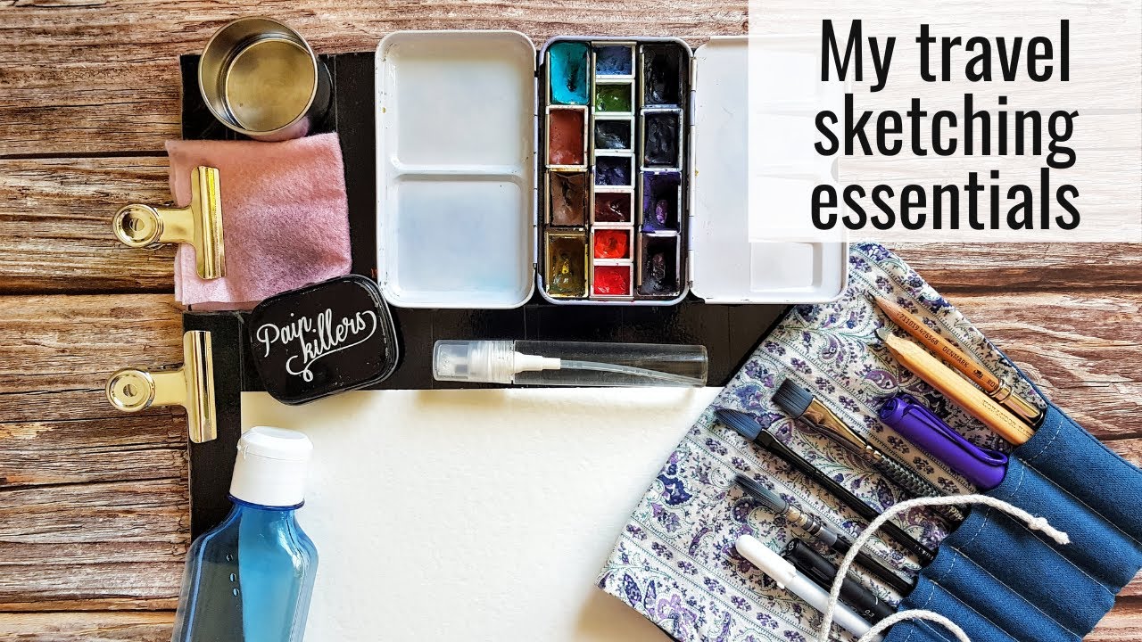 My travel sketching kit / Portable watercolor set / Plein air art ...