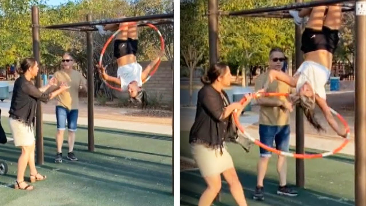 ‘Karen’ Yells at World Hula Hooping Champion on Monkey Bars - YouTube