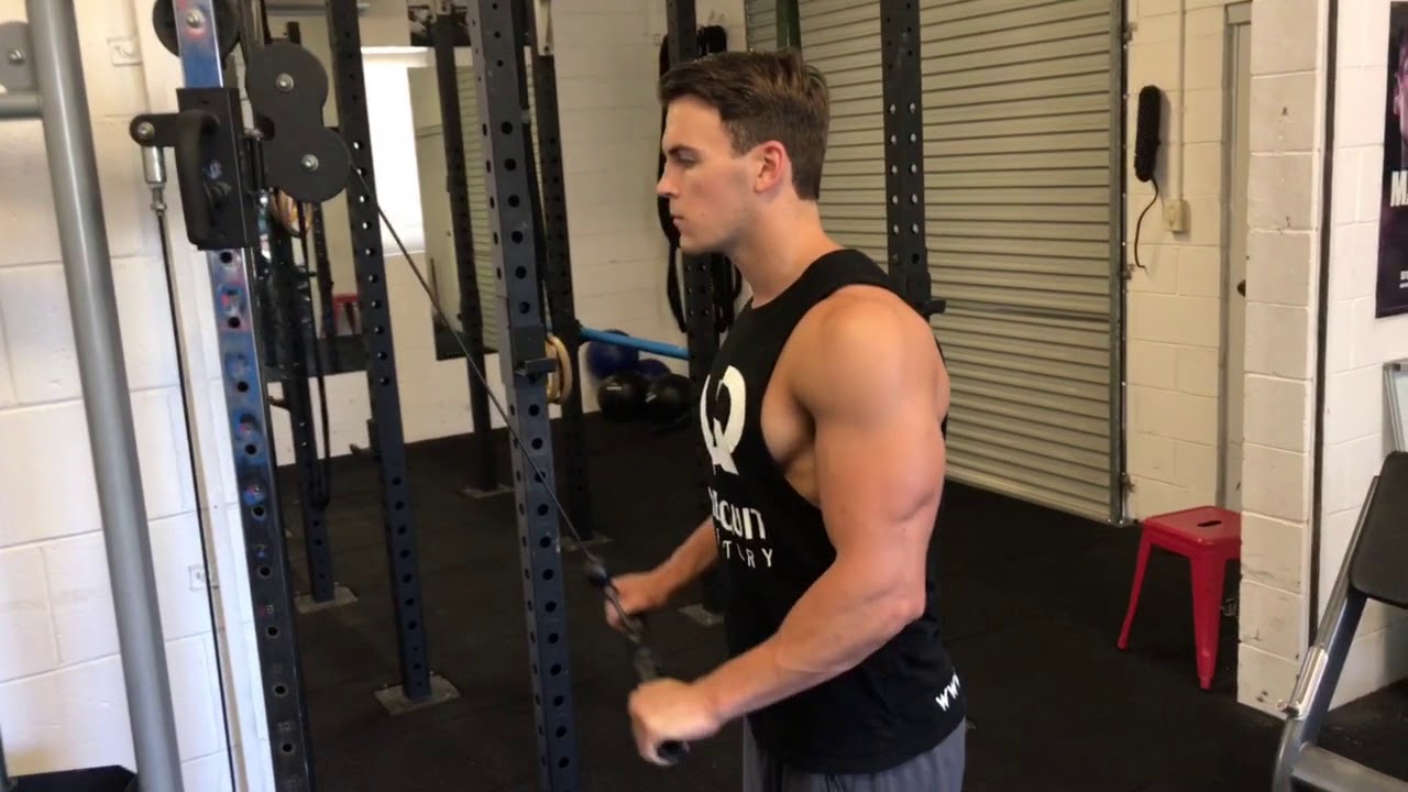 Wide grip straight bar tricep extensions - YouTube