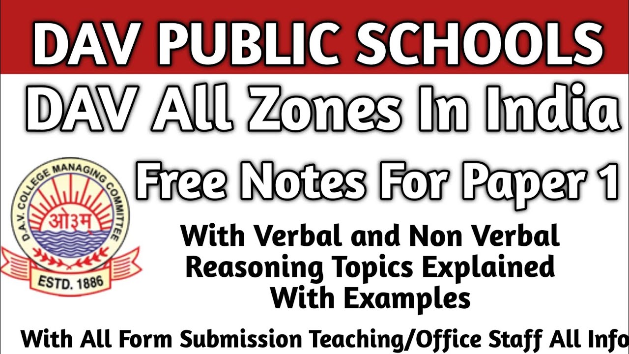 DAV CBT EXAM Preparation * Free Notes Paper 1 Verbal and Non Verbal ...