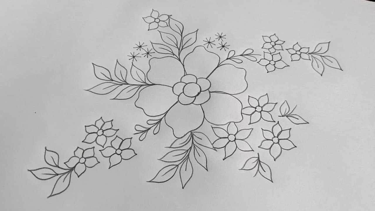 Floral Drawing-38,How to Draw Cushion Cover design,Sofa/Pilloe Table ...
