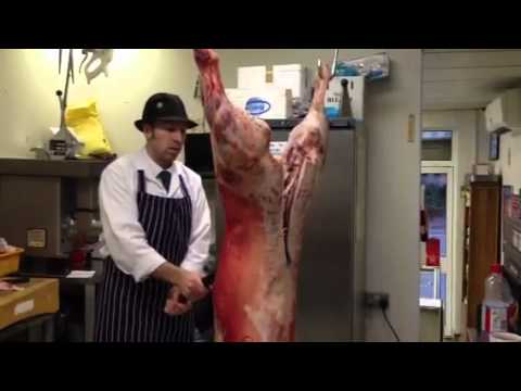 Splitting a lamb in half - YouTube