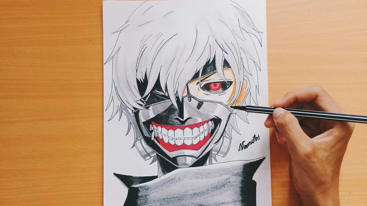 Drawing Kaneki Ken from Tokyo Ghoul - YouTube