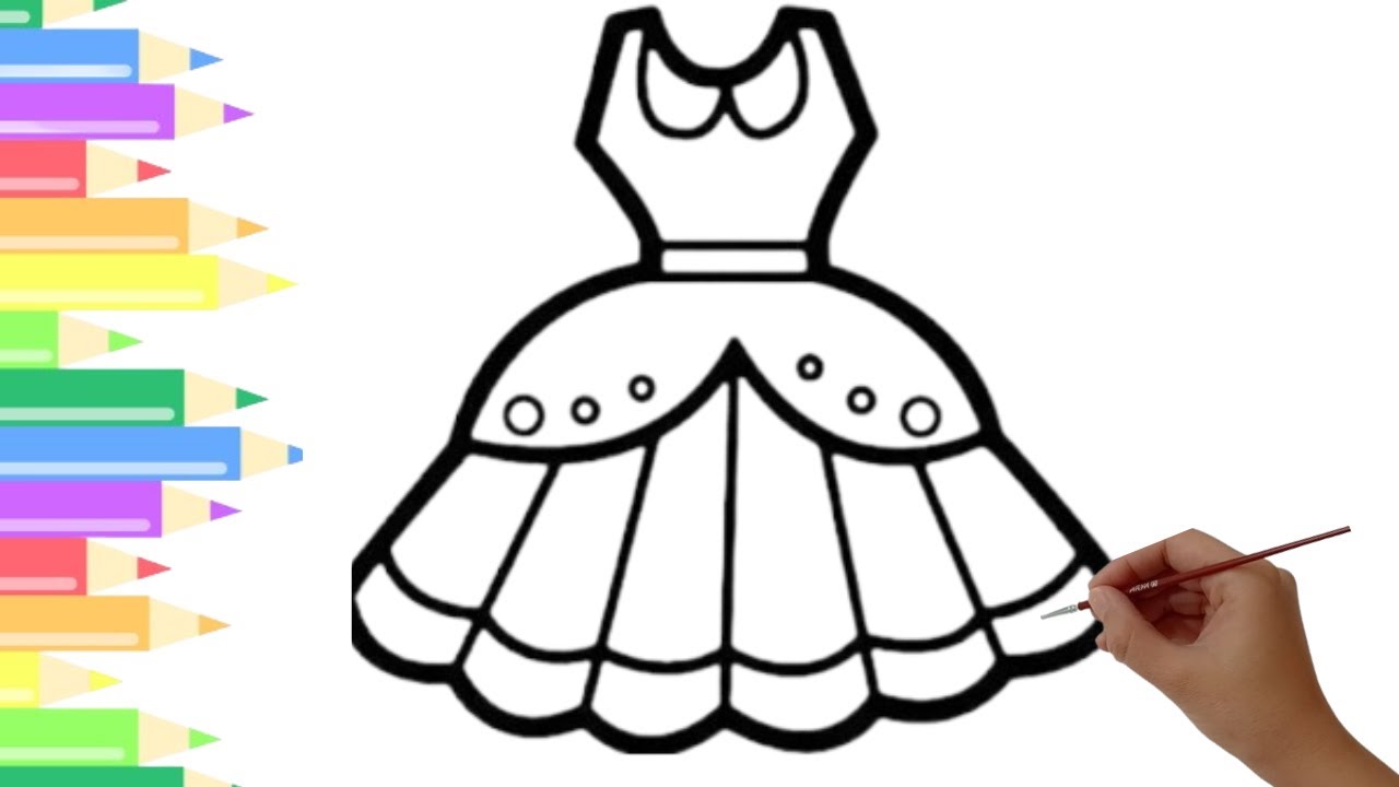 How to draw cute and easy Dress||Easy Drawing for kids and beginners👗 ...