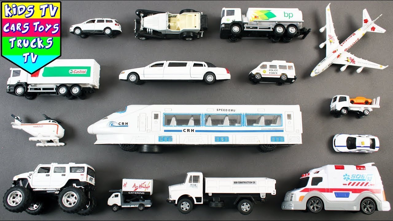 Learn The Color White with Vehicles for Kids - YouTube