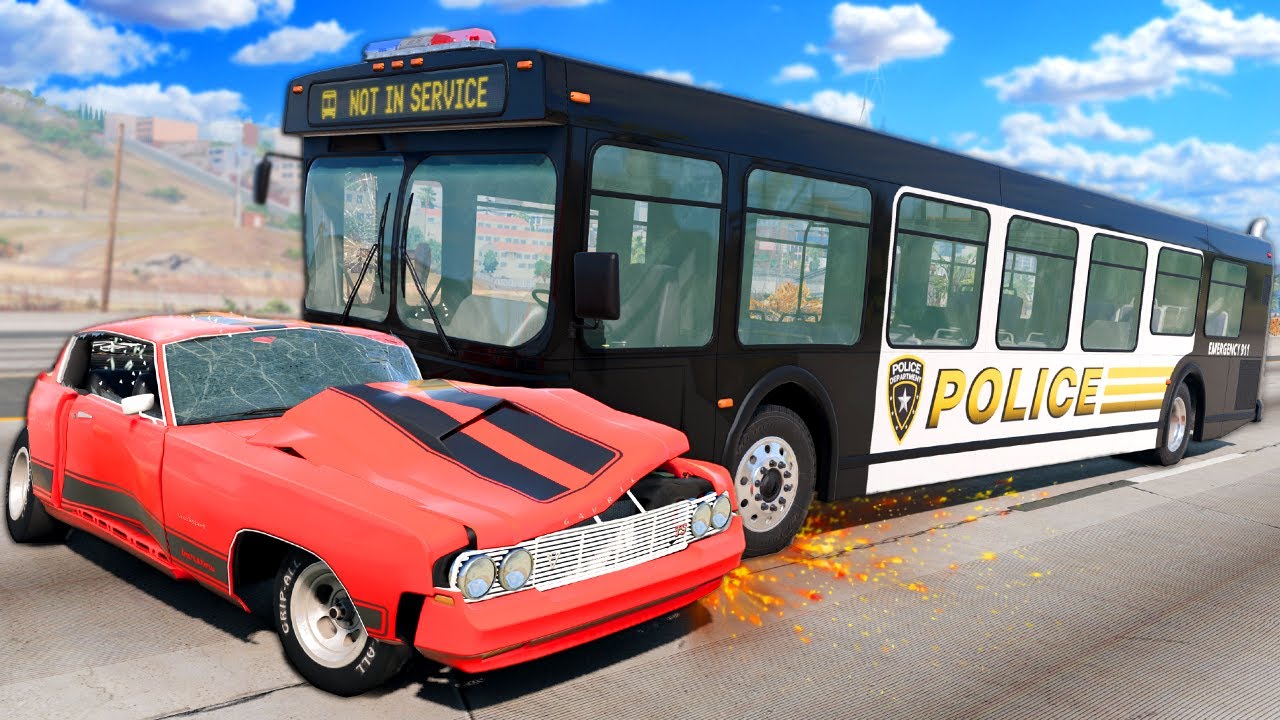 NEW Police Bus is Perfect For Taking Down Cars in BeamNG Drive Mods ...
