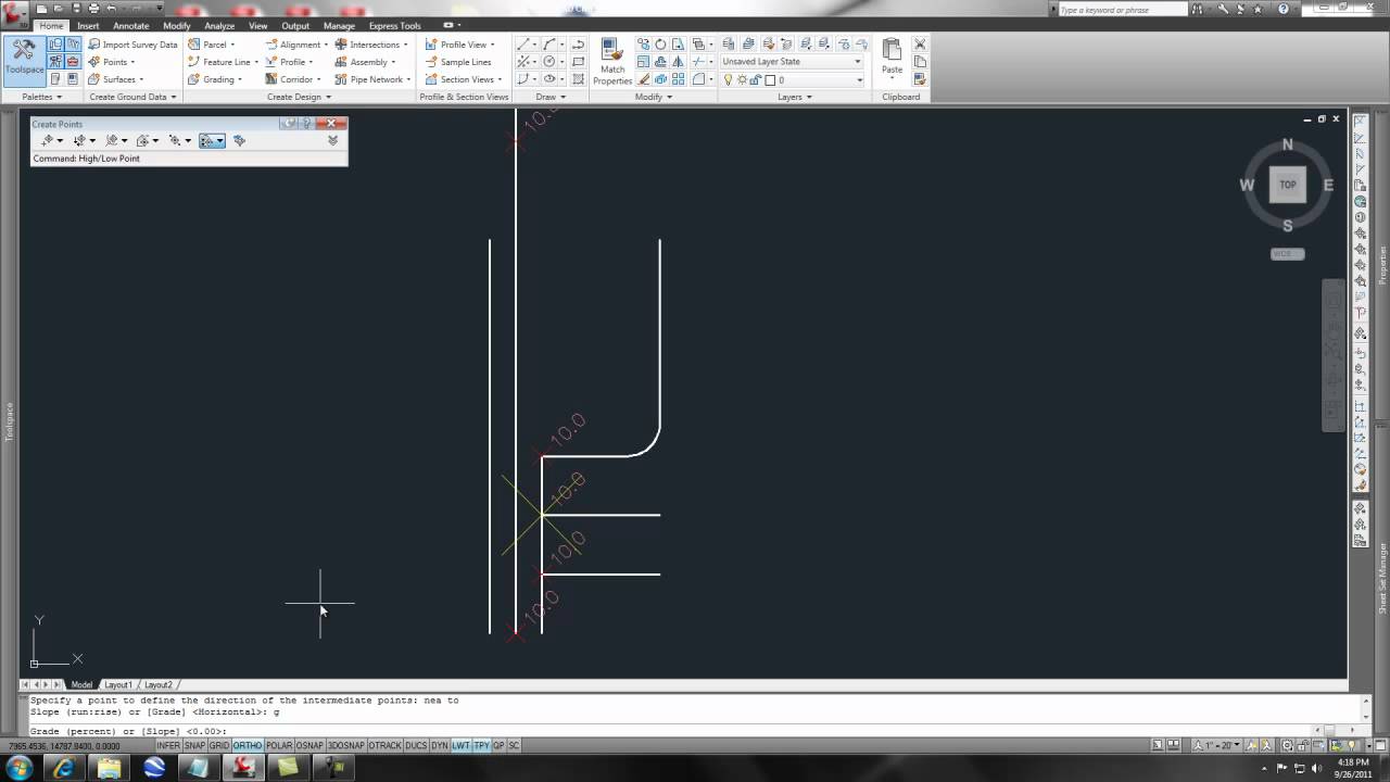 Setting a Slope/Grade-Distance Point in Civil 3D - YouTube