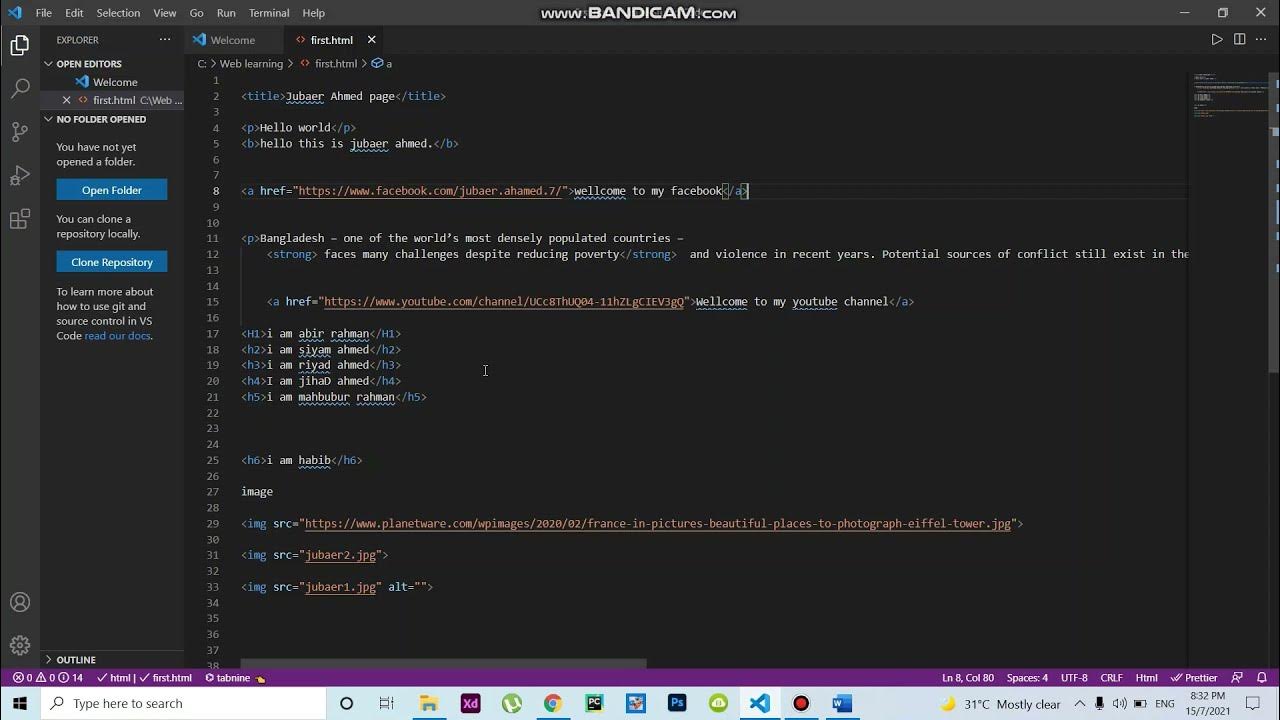 How to write an HTML Order list and unordered list in visual studio ...