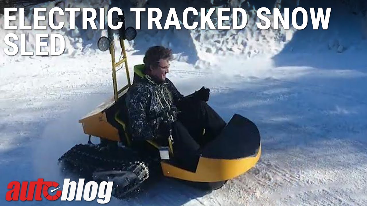 Electric tracked snow sled - YouTube