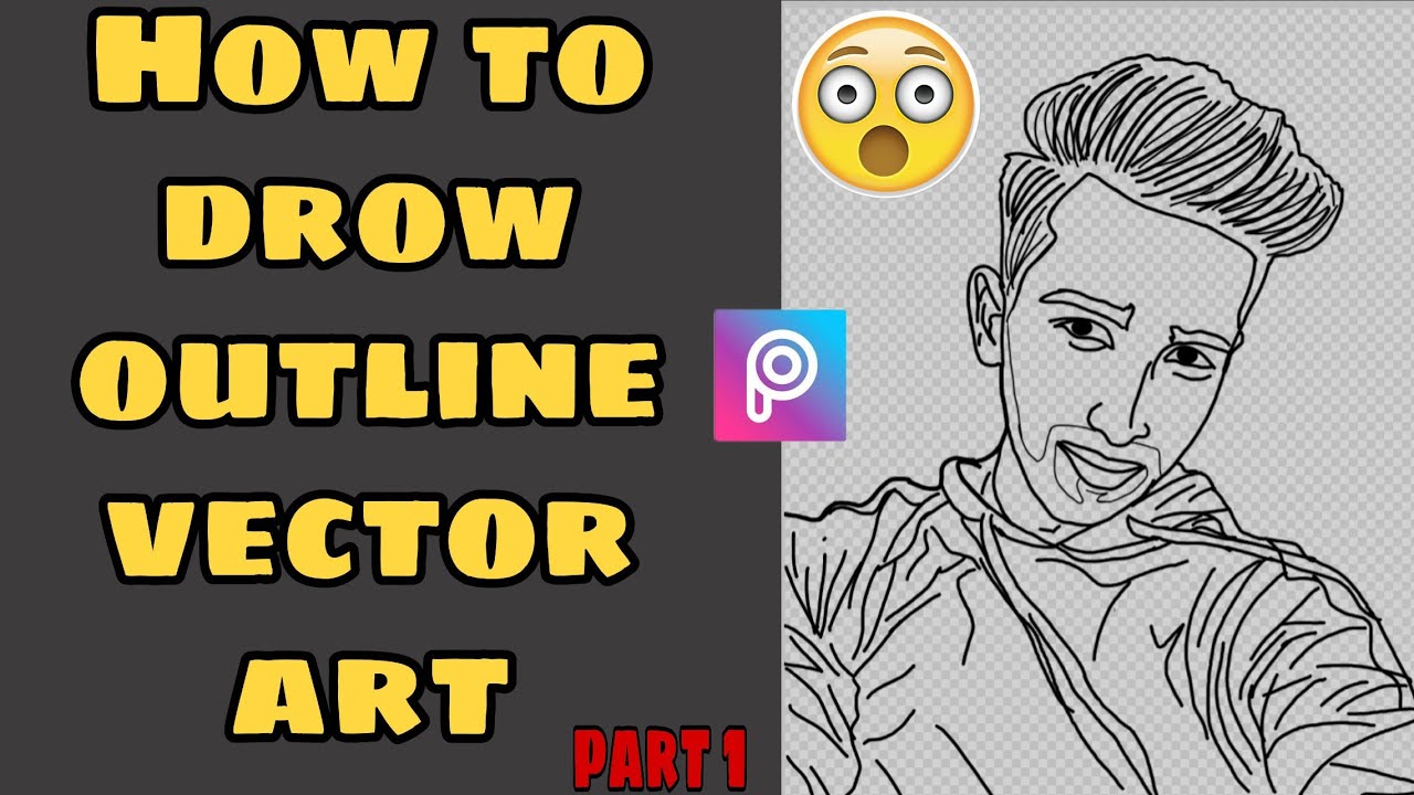 How to drow outline picsart vector art photo editing. - YouTube