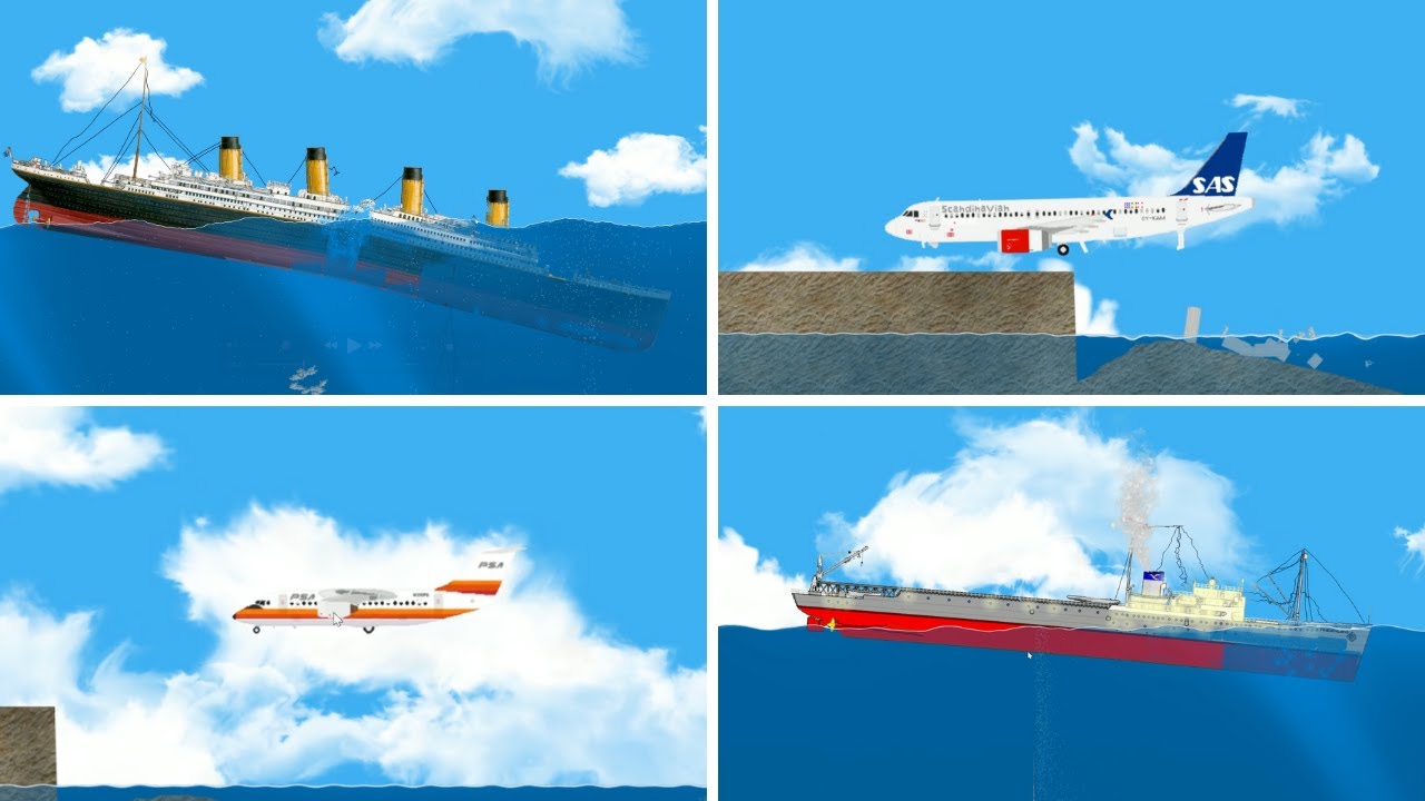 Airplanes And Ships Sinking In Floating Sandbox - YouTube