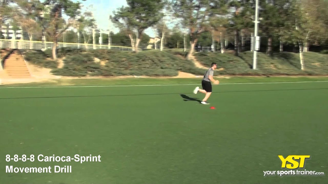 8 Yard Carioca 8 Yard Sprint Base Movement Drill - YouTube