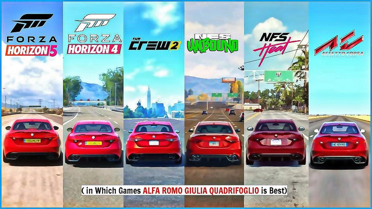 Alfa Romo Giulia Sound & Top Speed in FH5, FH4, The Crew 2, NFS Unbound ...