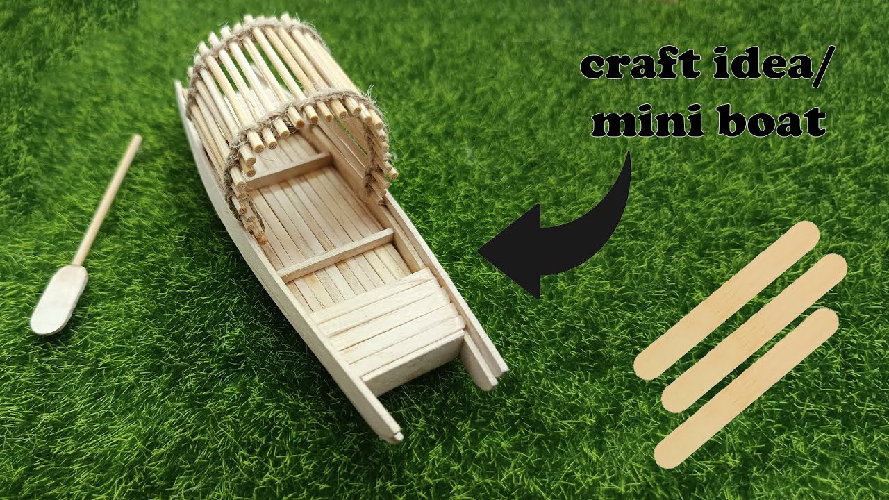 Mini boat with popsicle/craft idea - YouTube