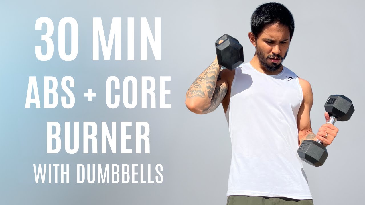 30 MIN ALL STANDING ABS WORKOUT with DUMBBELLS – Define, Strengthen ...