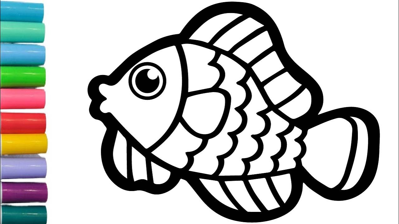 Rainbow Fish Drawing, Painting and Coloring for Kids & Toddlers || How ...