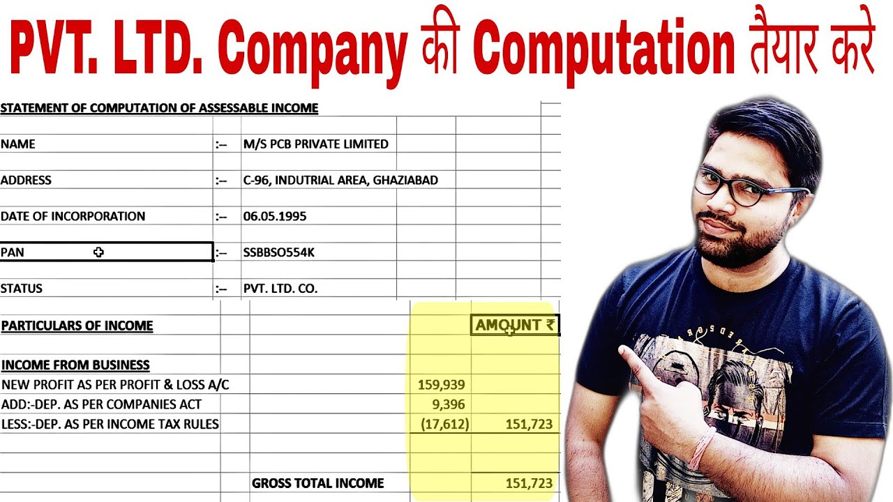How To Make Itr Computation Sheet In Excel Itr Computation Of Pvt Ltd
