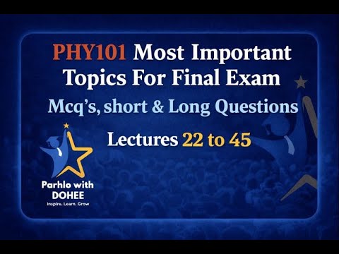 PHY101 FINAL TERM PREPERATION | MCQS | SHORT | LONG QUESTIONS | VU ...