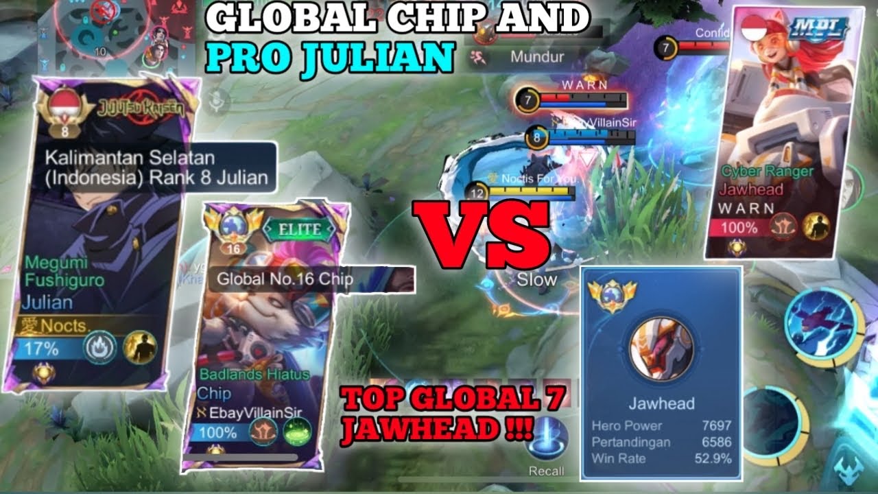 TOP GLOBAL CHIP DAN PRO JULIAN VS TOP GLOBAL 7 JAWHEAD !! - MOBILE ...