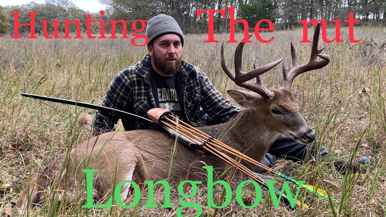 Big buck in the rut with a longbow traditional bowhunting - YouTube