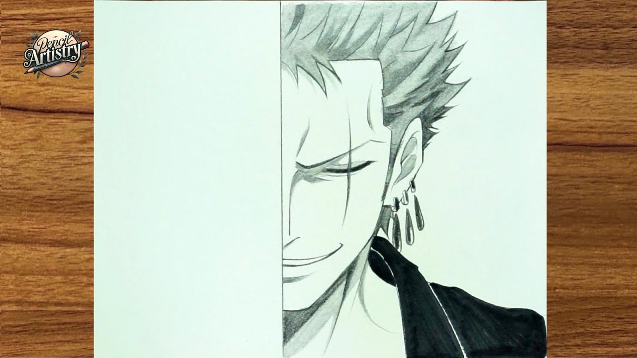 How to draw anime character for beginners || How to draw Zoro Roronoa ...
