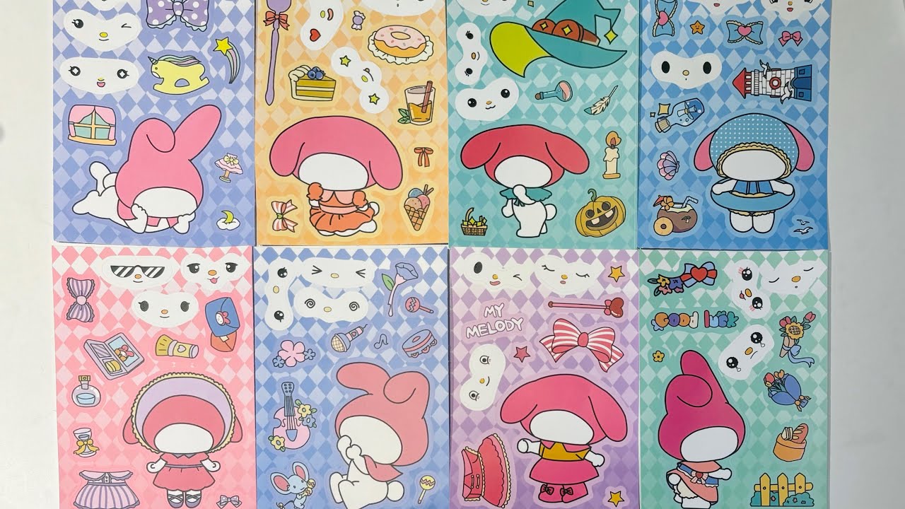 [StickerASMR] Satisfying with Sticker Book My Melody 🎀🌸 #paperdiy # ...