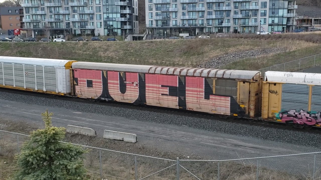 TRAINS CN Eastbound Freight at Sainte Anne De Bellevue Blvd Overpass in ...