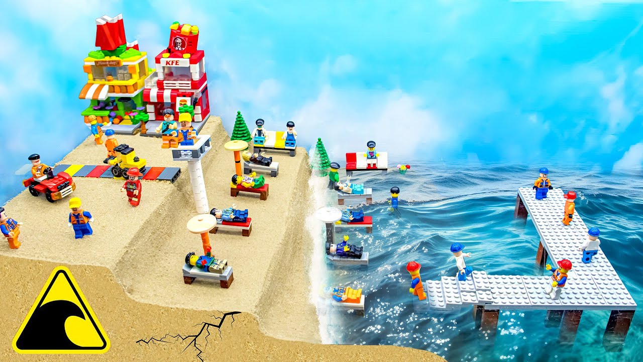 Volcano Eruption SINKING of the LEGO CITY | Tsunami Dam Breach ...