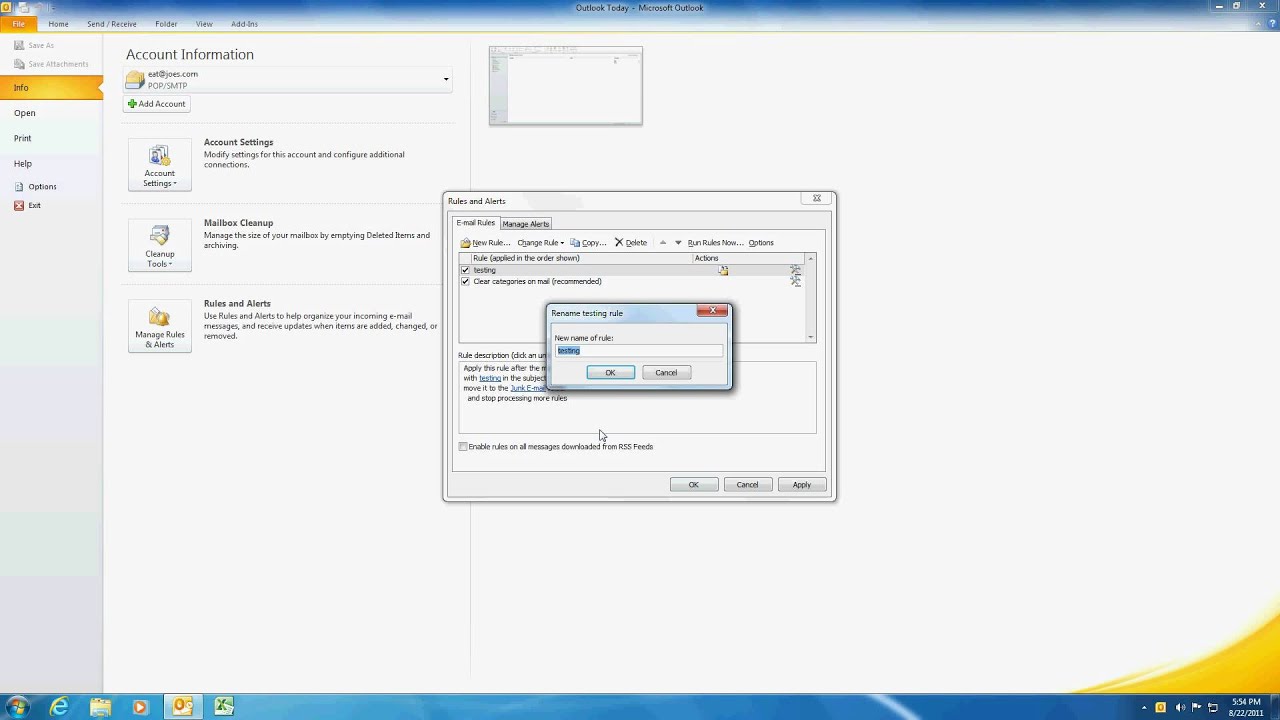 How to create a rule in Outlook 2010 - YouTube