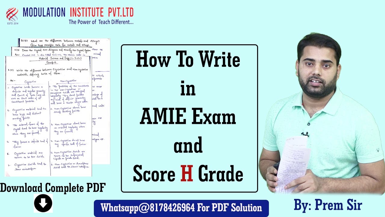 How To write in AMIE Exam and Score H Grade (10 GPA) By Prem sir ...