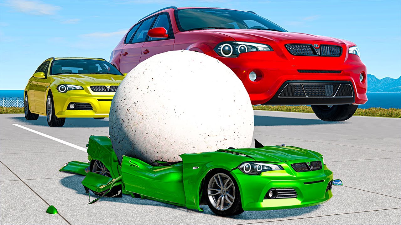 Small & Giant Car vs 1000 Ton Ball in BeamNG.Drive - YouTube