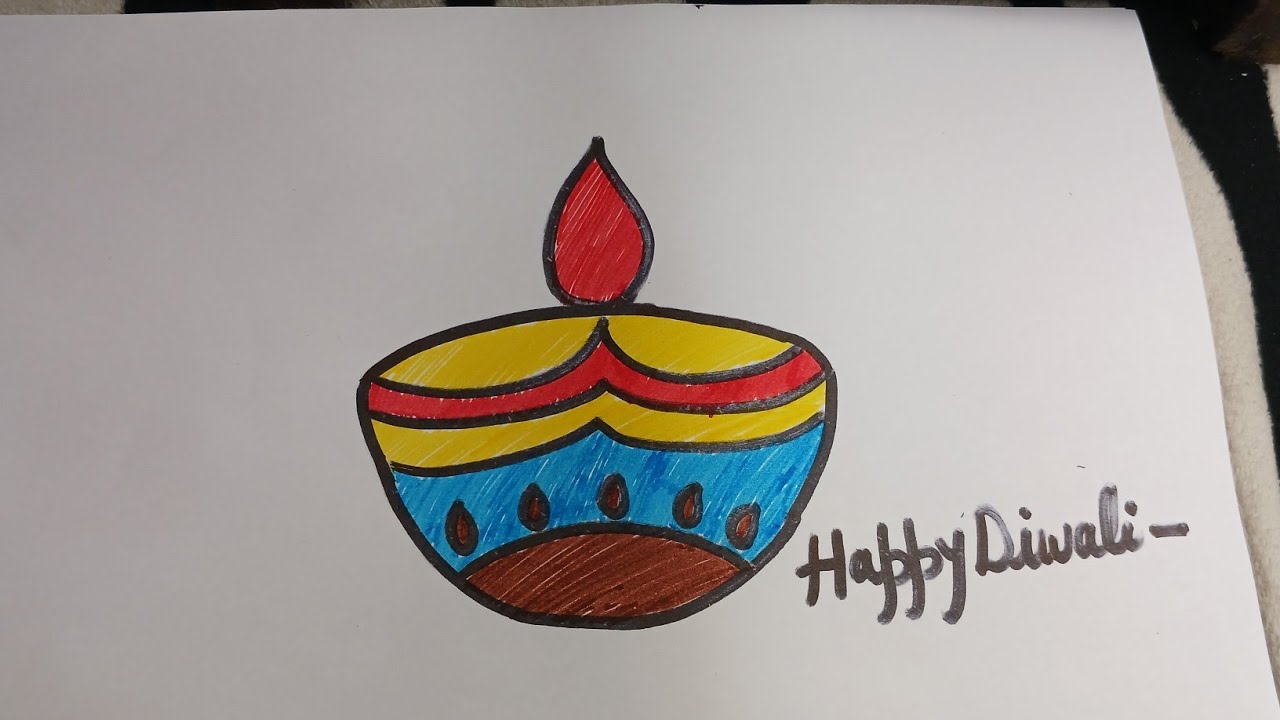 how to Draw Diwali diya / drawing main diya ko kese Draw kare ...