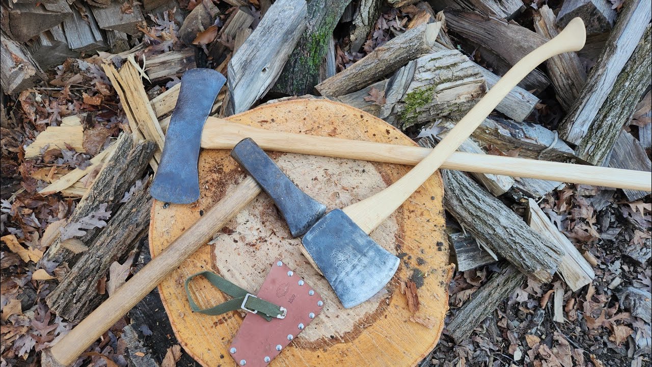 3 VERY Different Vintage Axes Splitting American Beech Firewood - YouTube