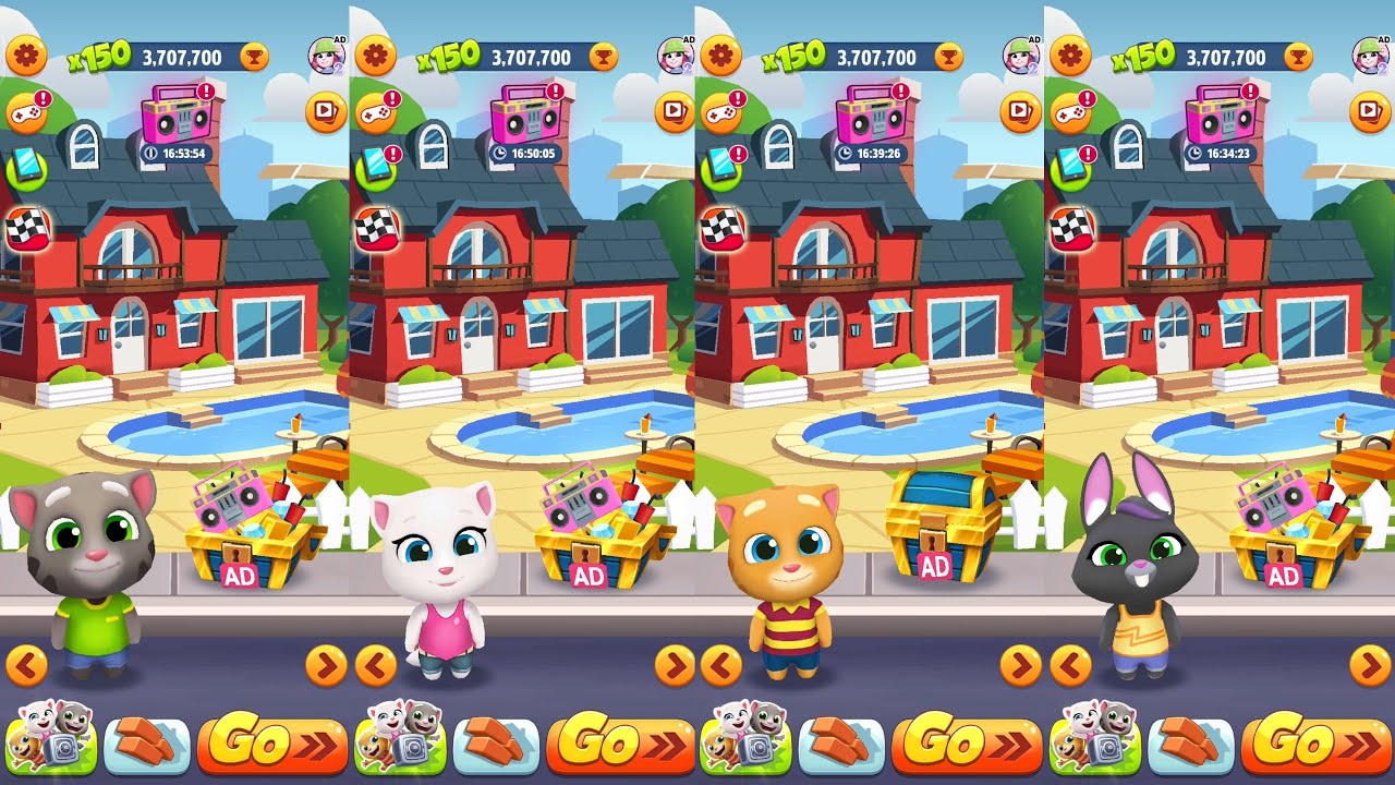 SPEEDRUN ⚡ TOM VS ANGELA VS GINGER VS BECCA - TALKING TOM GOLD RUN ...
