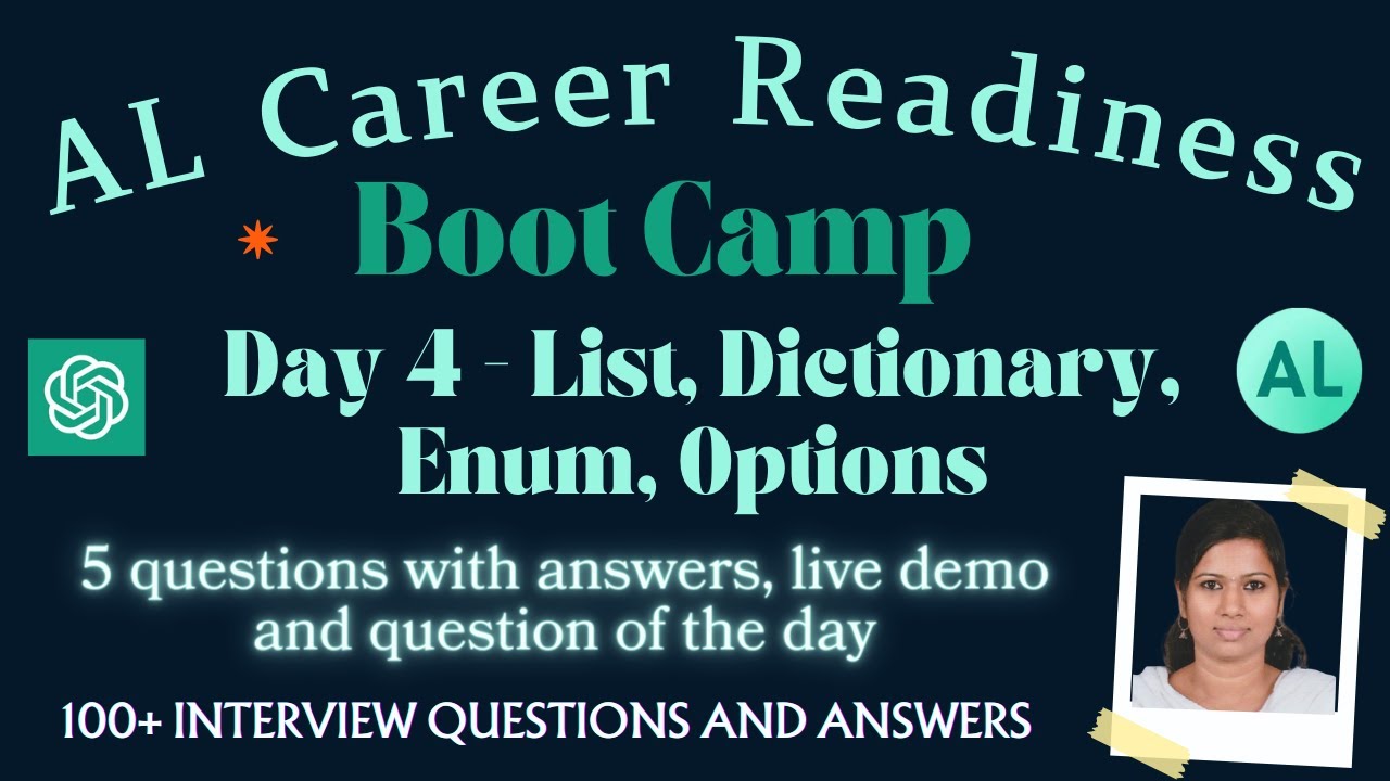 Day 4 - List dictionary enum options - AL career readiness boot camp ...