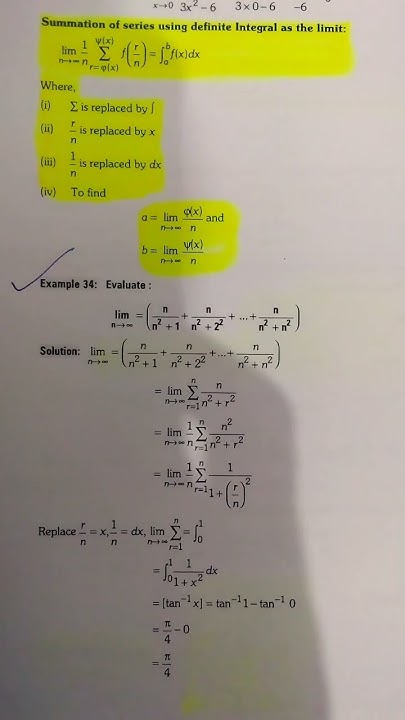 Summation of the series using definite integral as the limit. - YouTube