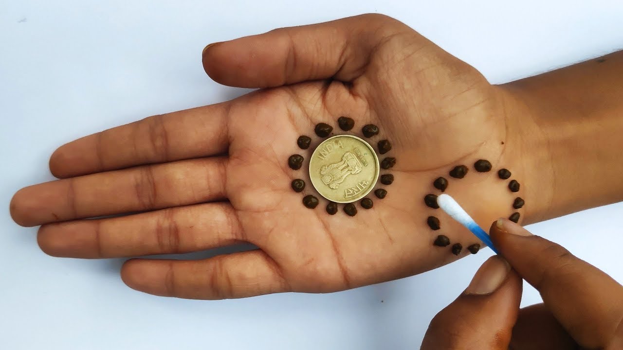 Easy Beautiful Mehndi design - Latest mehndi using coin and ear bud ...