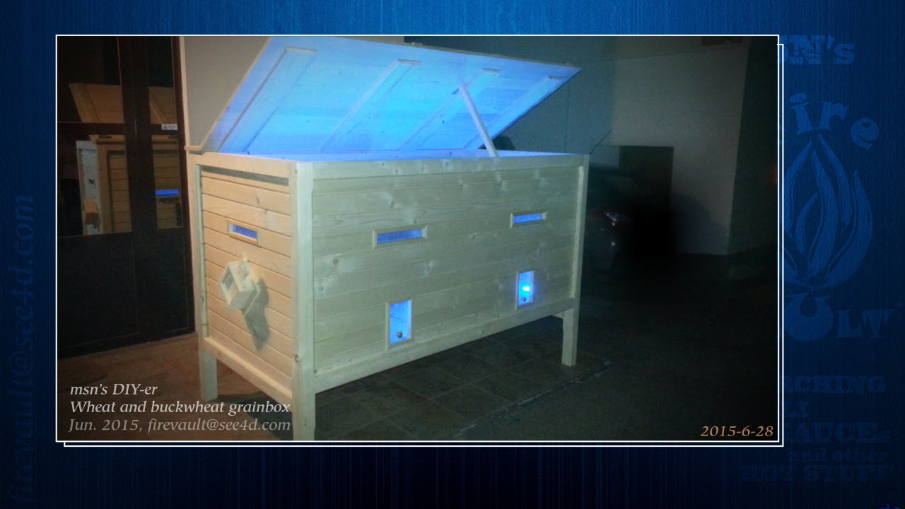 Wheat and buckwheat grain storage box with wooden air duct - YouTube