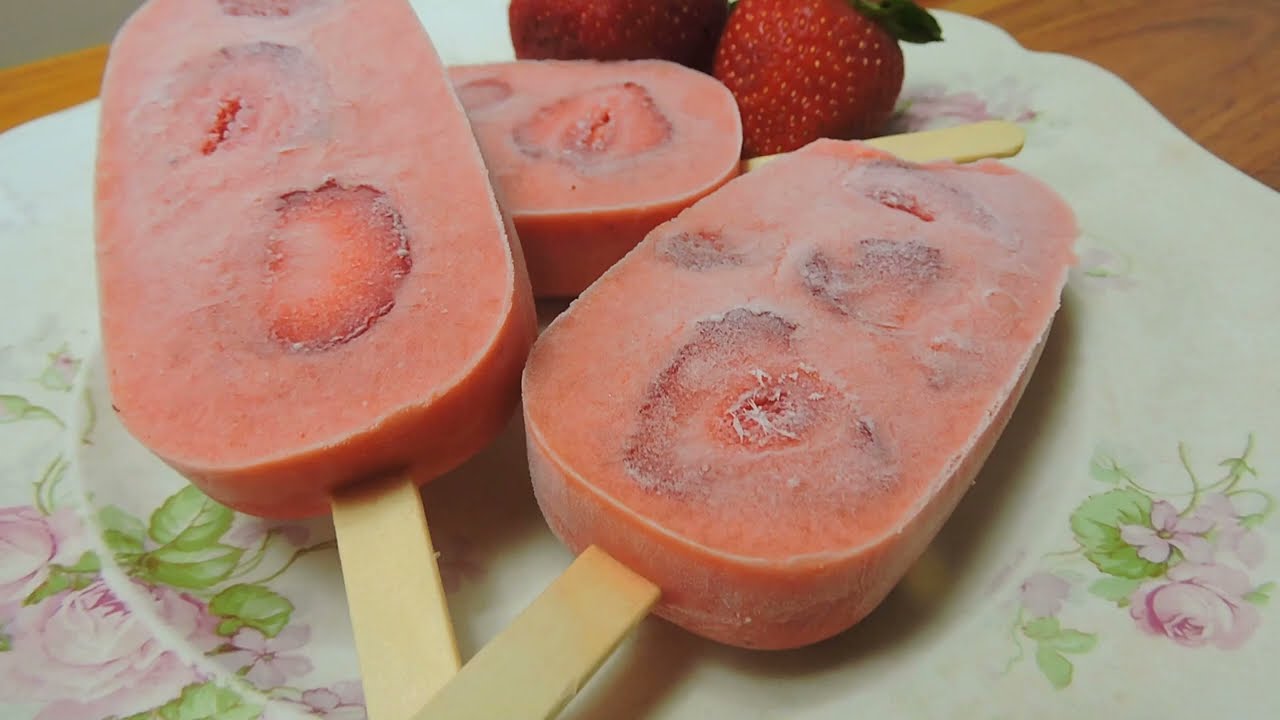 HELADOS de FRUTILLA con CREMA - YouTube